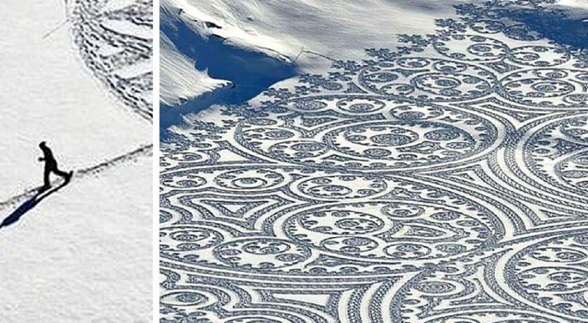 This Man Walks All Day Through The Snow To Create Gigantic Snow Patterns
