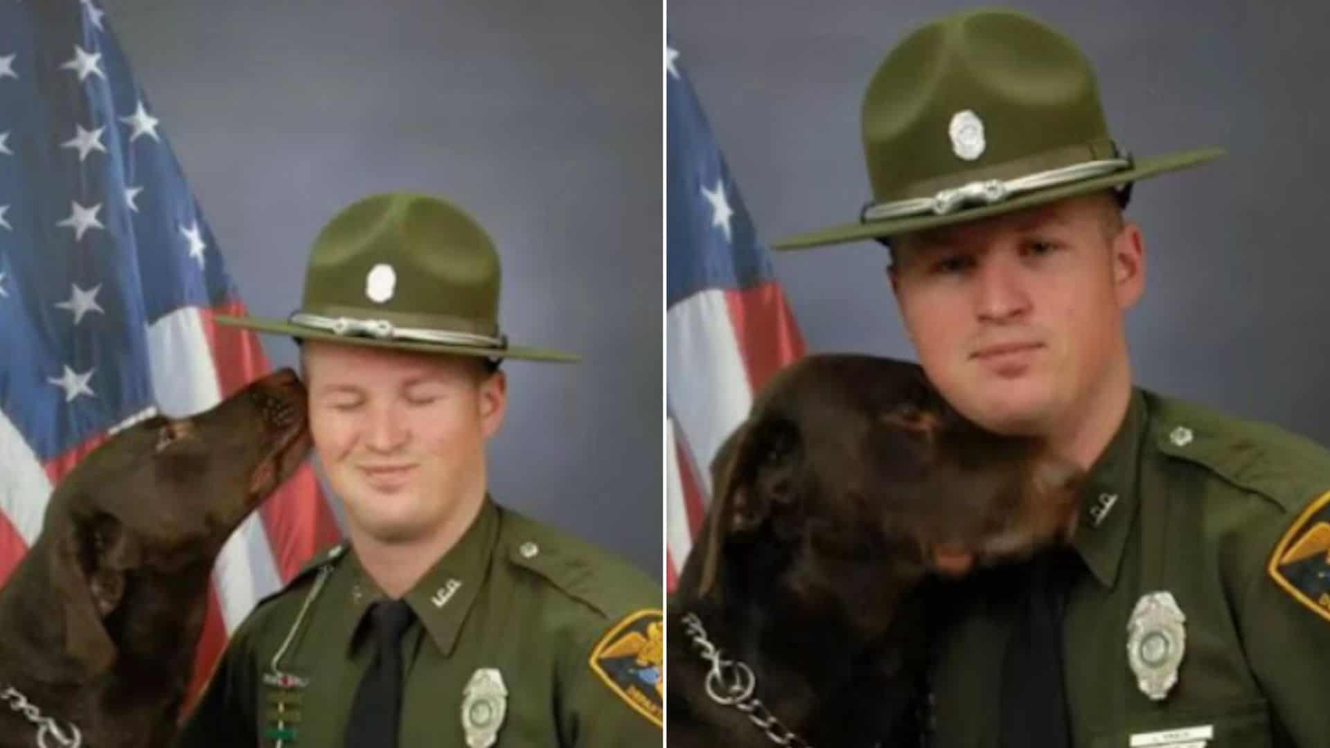 K9 Displays Affection for His Partner During Official Department Photoshoot